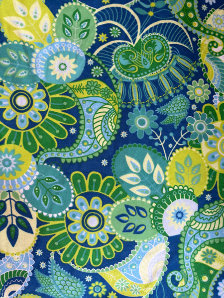 CAPRI Flannel Cotton - Green & Blue Paisley Design – BaggyPants Muskoka
